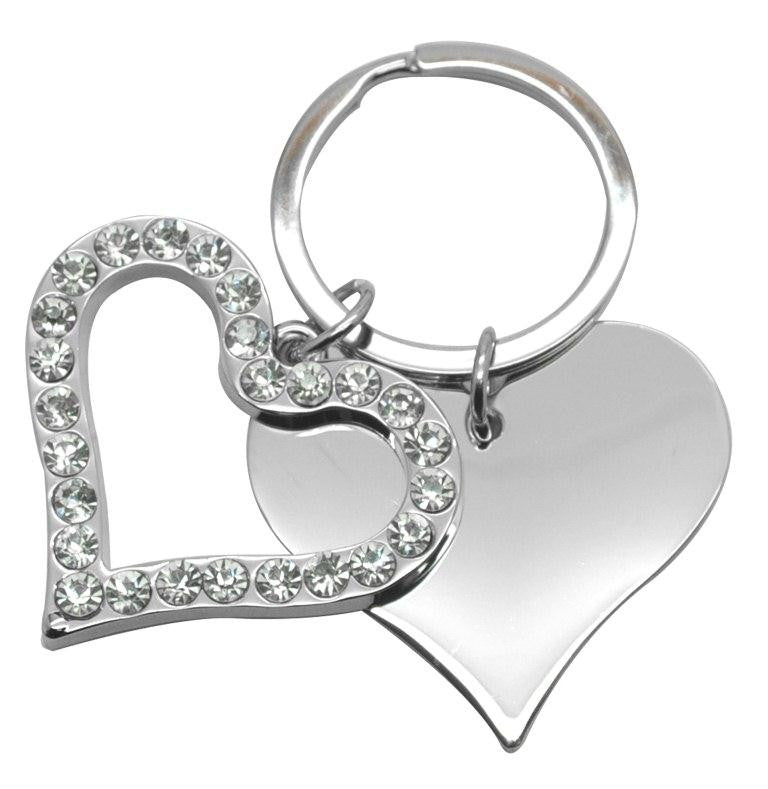 Keyring Double Heart Crystal Outline | Presence